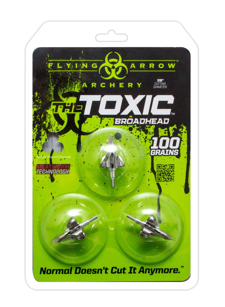 Flying Arrow Archery Toxic Broadhead 3-Pack-100grain, silver ...